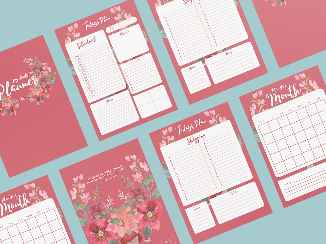 Flower Daily Planner - Template - Etsy