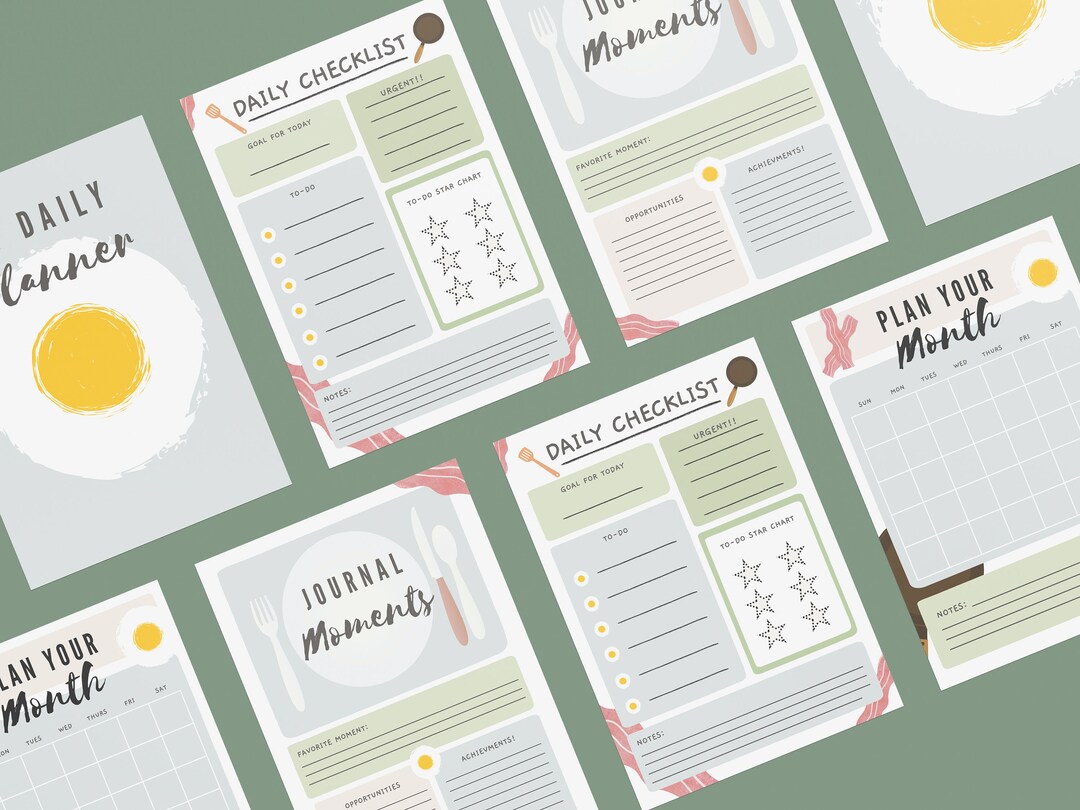 Breakfast Themed Daily Planner - Template - Etsy