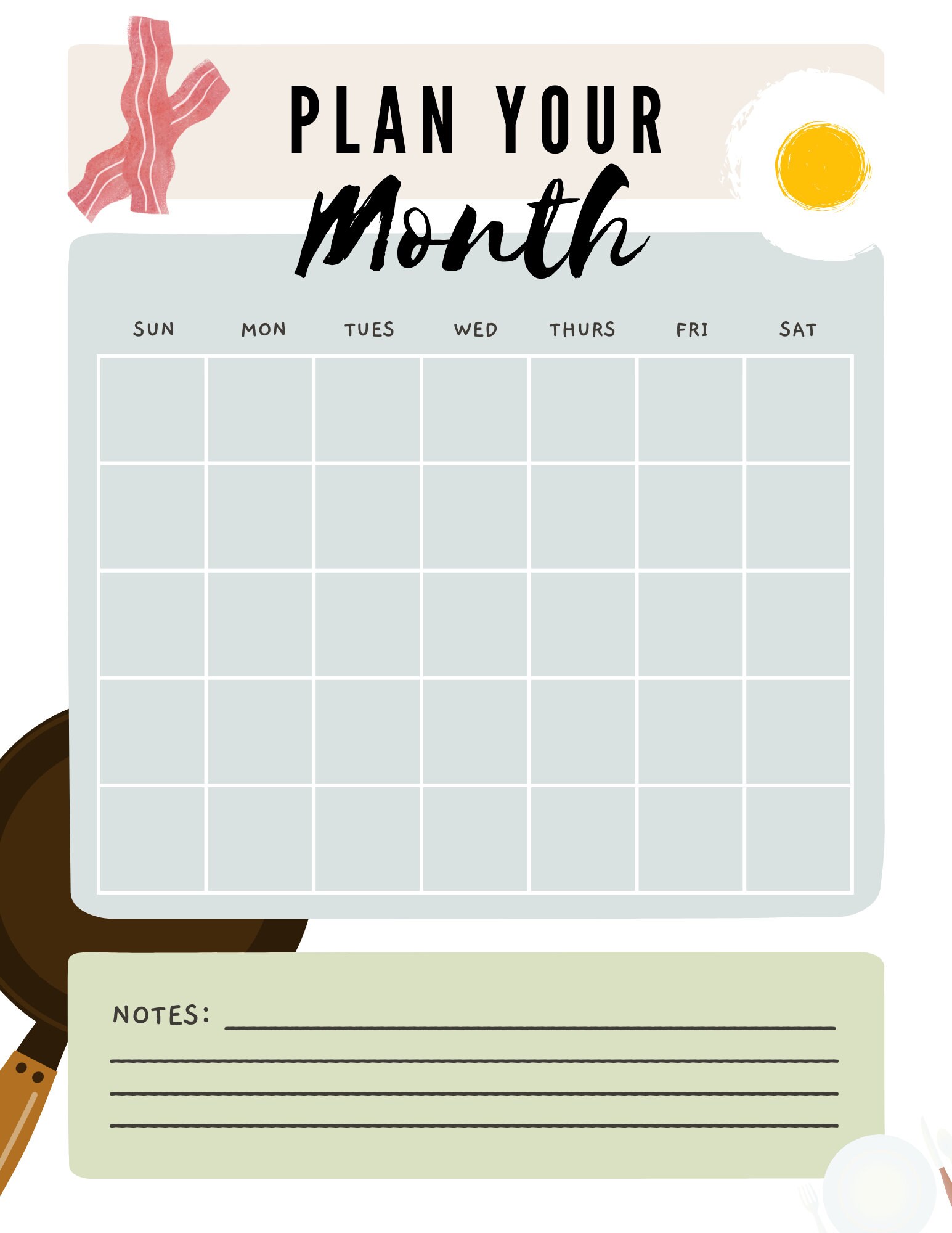 Breakfast Themed Daily Planner - Template - Etsy