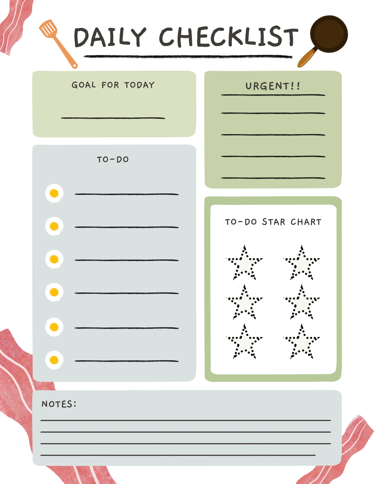 Breakfast Themed Daily Planner - Template - Etsy