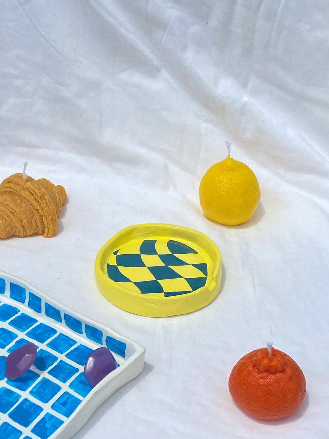 Checkered Ash Tray Unique Hand Painted Ash Holder / Trinket - Etsy