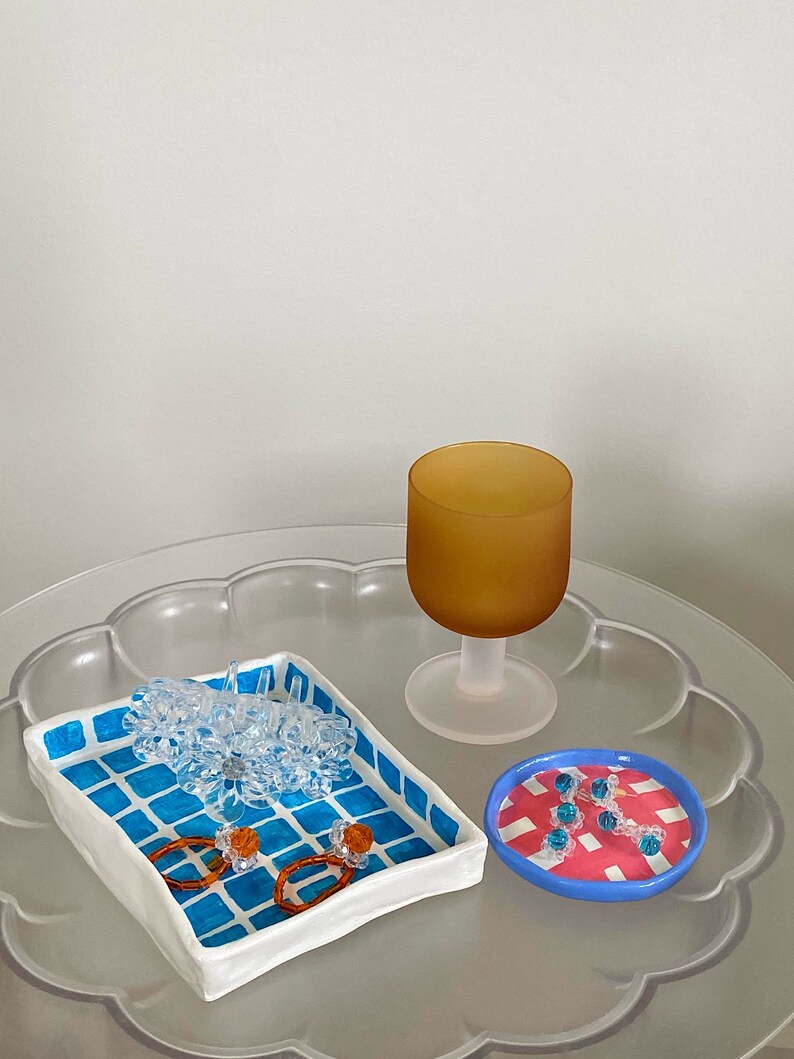 Swimming Pool Trinket Tray Unique Hand Painted Clay Display - Etsy