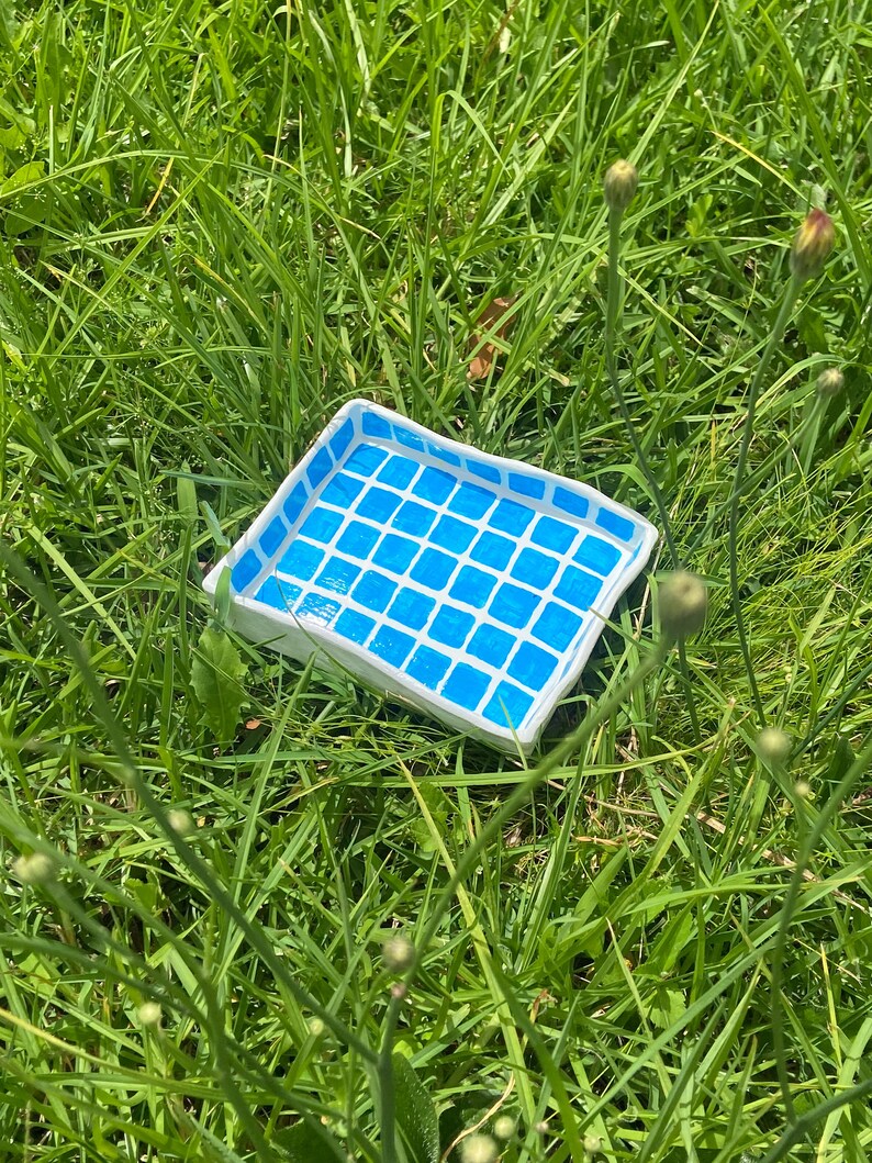 Swimming Pool Trinket Tray Unique Hand Painted Clay Display - Etsy