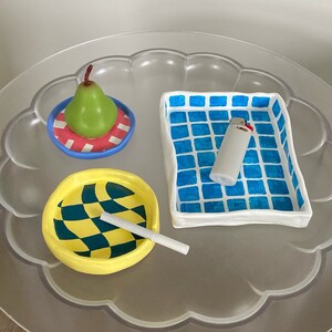 Swimming Pool Trinket Tray Unique Hand Painted Clay Display - Etsy