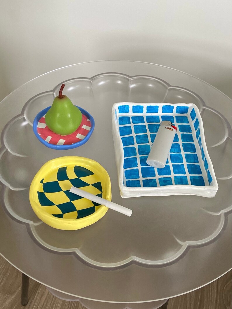 Swimming Pool Trinket Tray Unique Hand Painted Clay Display | Etsy