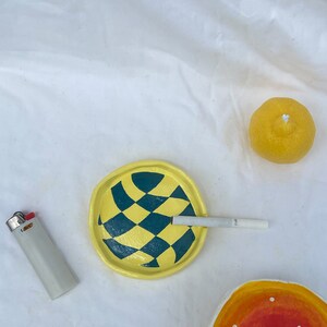 Checkered Ash Tray Unique Hand Painted Ash Holder / Trinket - Etsy