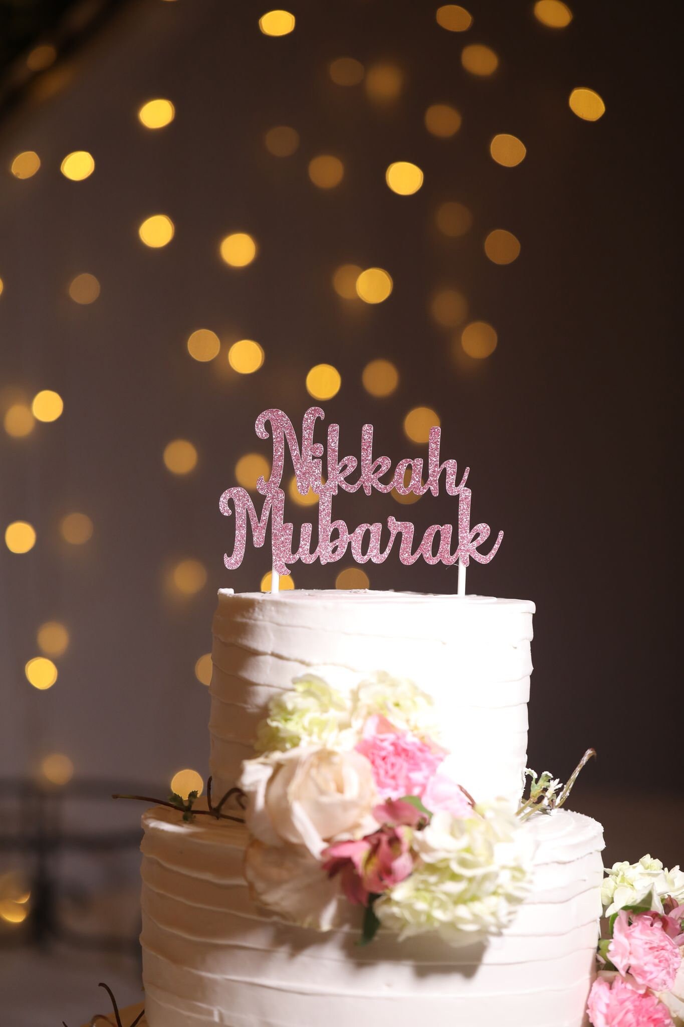 Custom Nikkah Mubarak Cake Topper, Personalized Custom Glitter Wedding ...