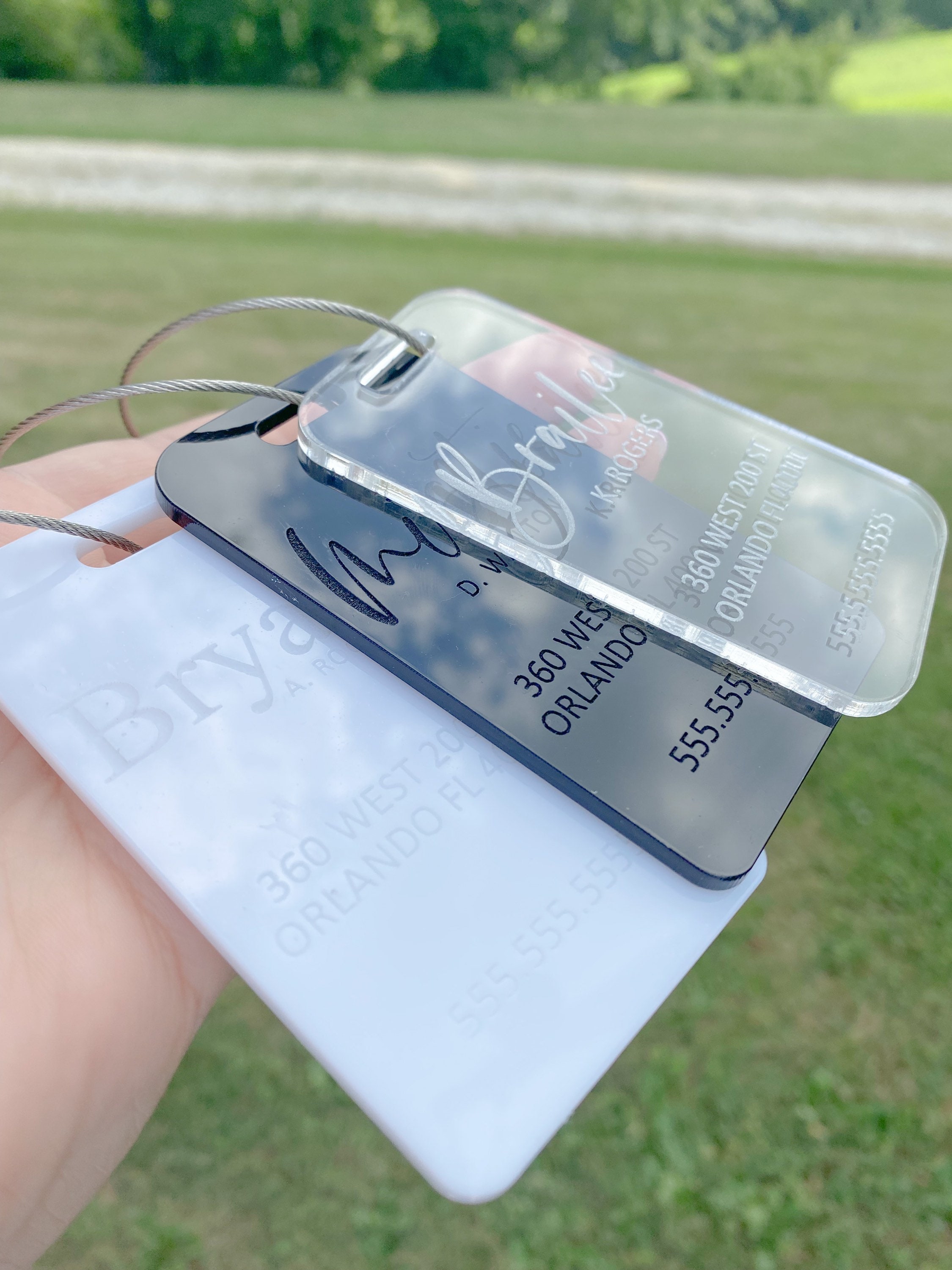 Discreet Acrylic Luggage Tags 1/8", Address Tag, Name Tag, Personalized ...