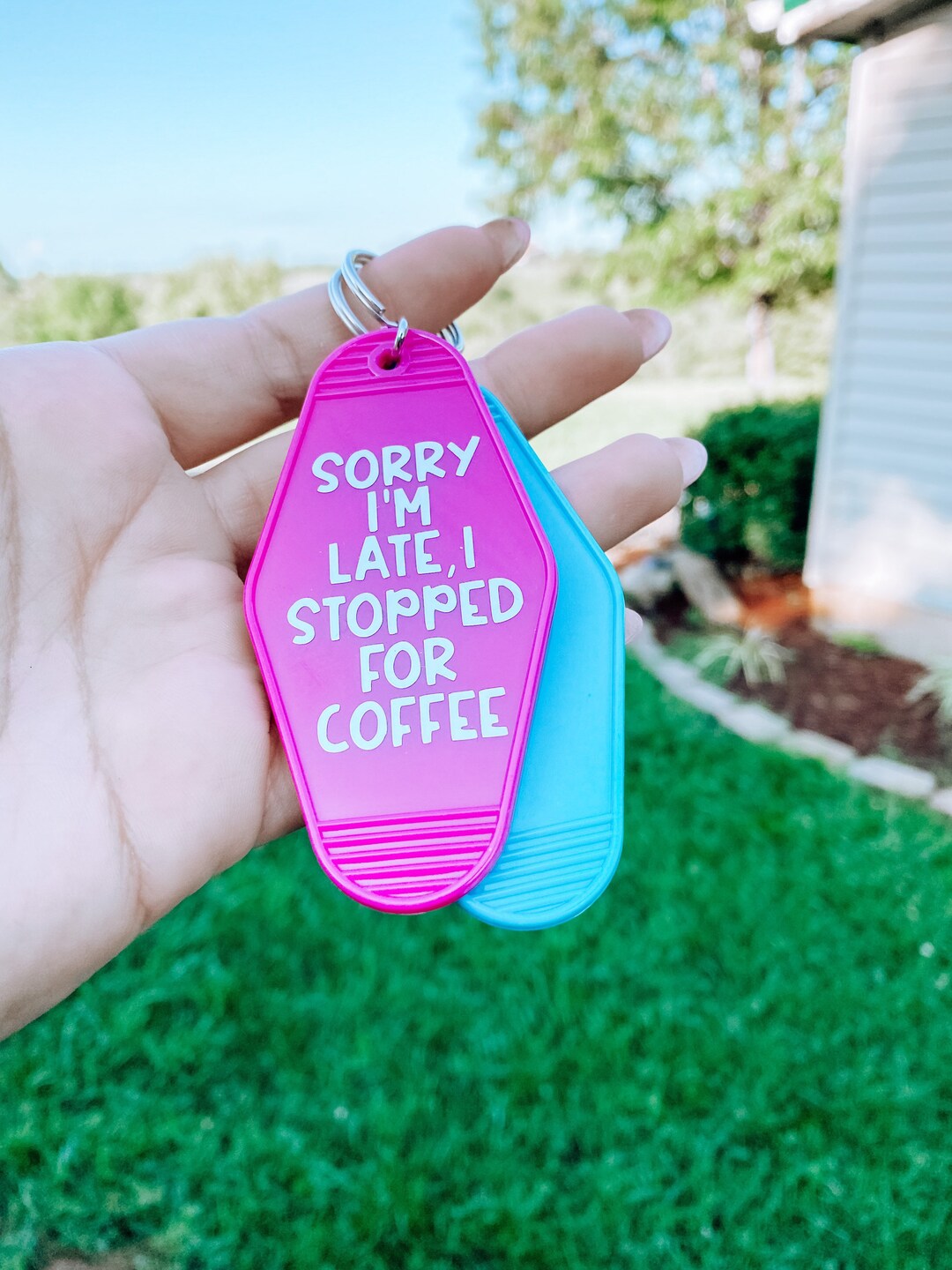 Sorry I'm Late, Retro Motel Keychain, Colorful Keychain, Funny Retro ...
