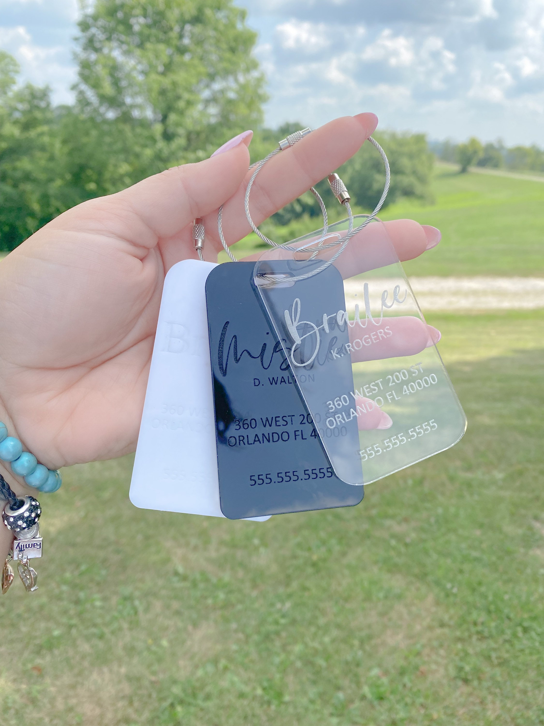 Discreet Acrylic Luggage Tags 1/8", Address Tag, Name Tag, Personalized ...