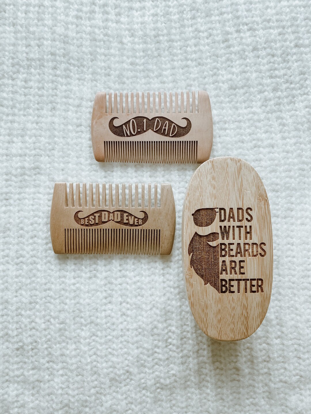 Beard Comb Personalized, Wooden Beard Brush Father's Day Gift Dad ...