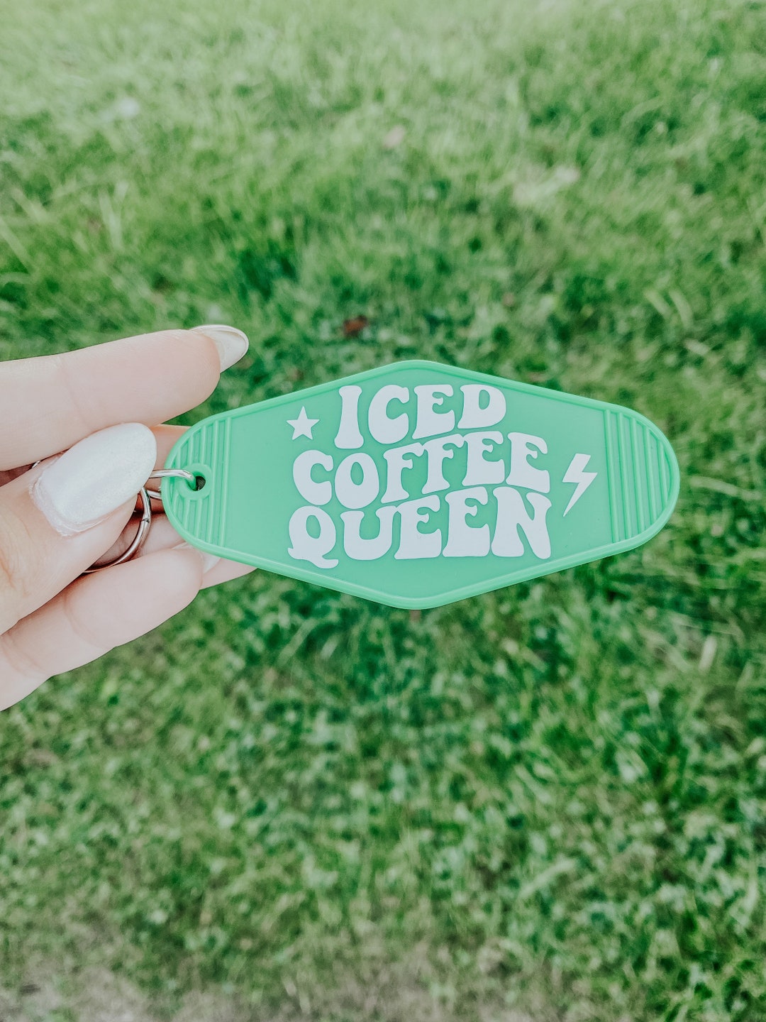 Iced Coffee Queen, Retro Motel Keychain, Colorful Keychain, Funny Retro ...