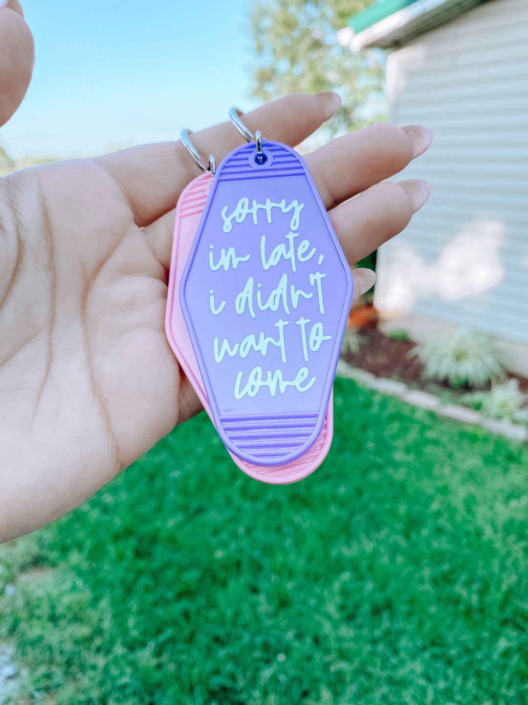 Sorry I'm Late, Retro Motel Keychain, Colorful Keychain, Funny Retro ...