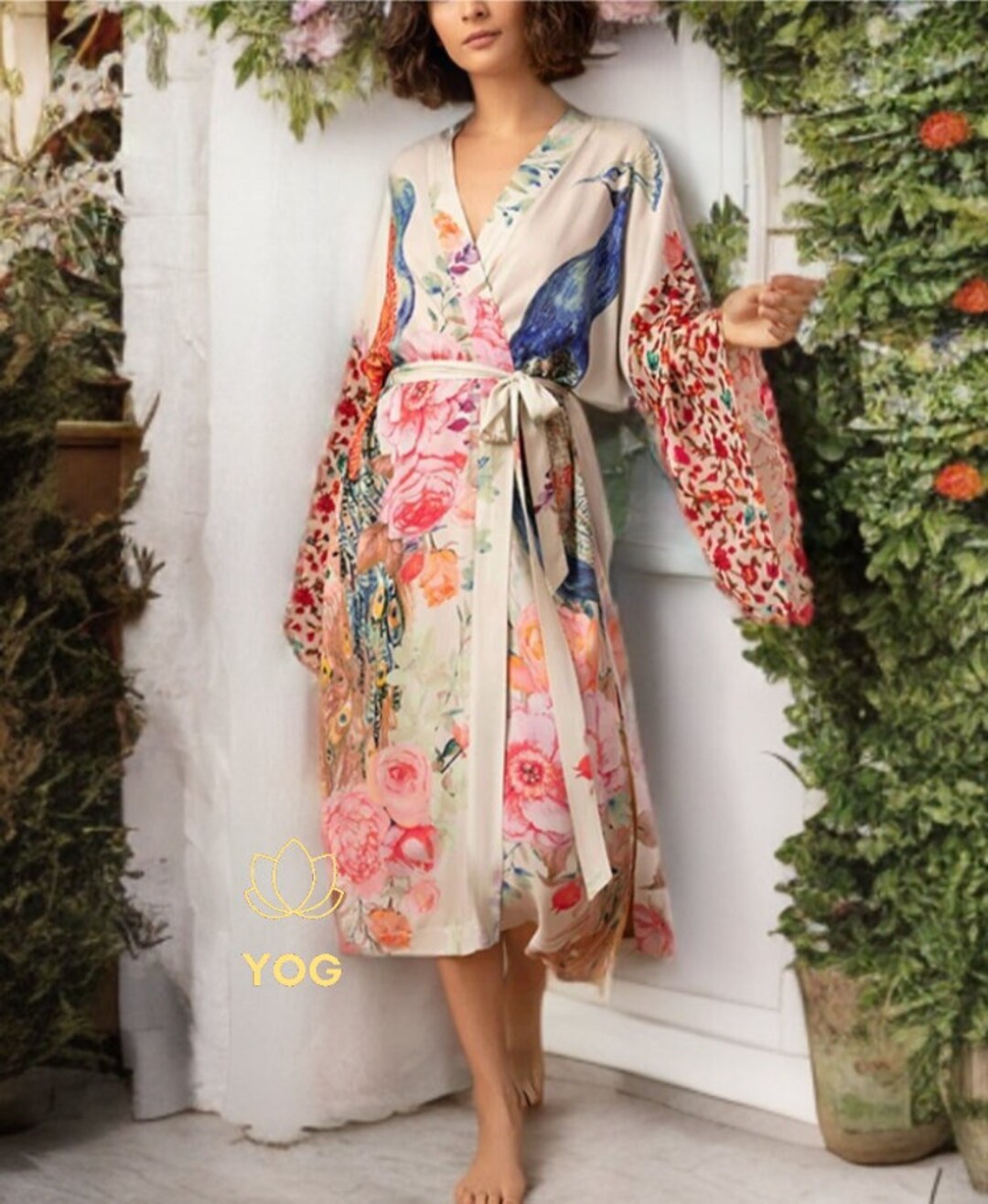 Long Floral Kimono Robe | Japanese Kimono Bath Robe | Boho Japanese ...