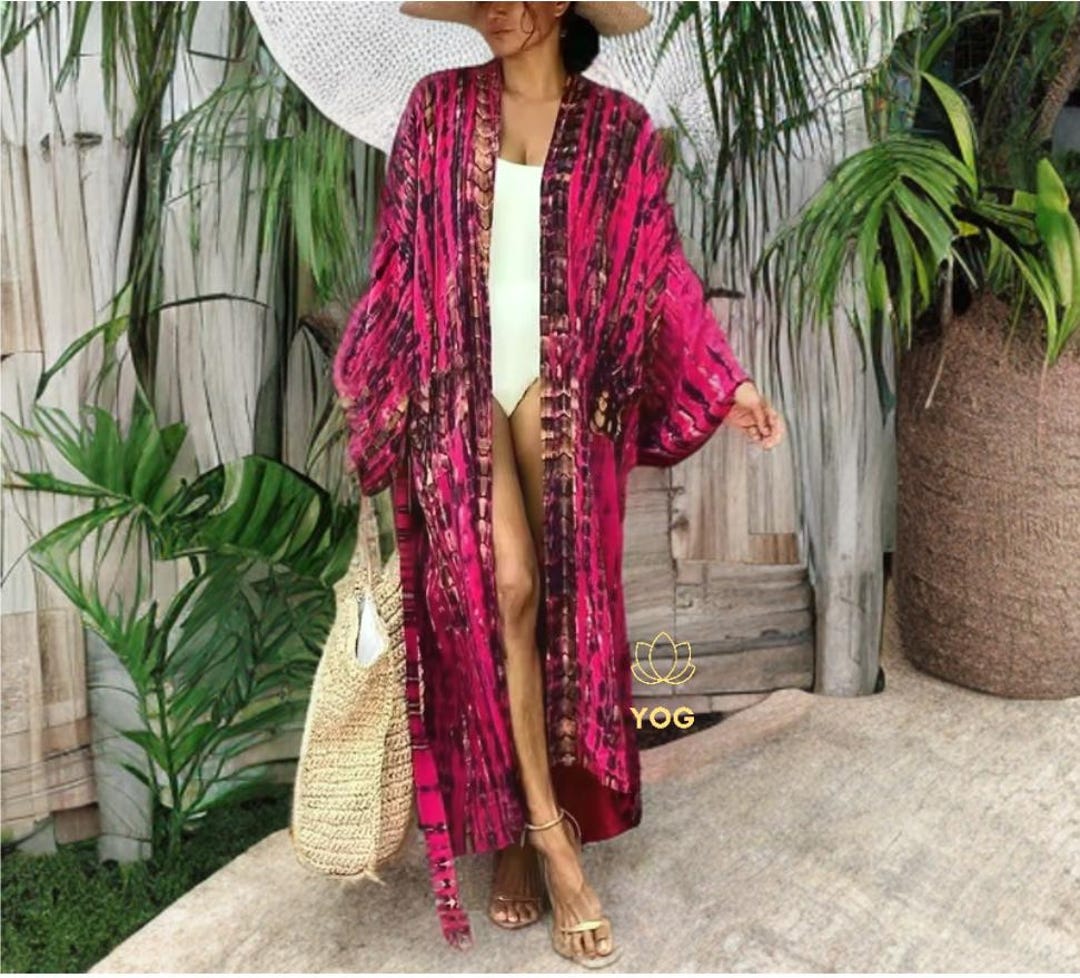 Long Kimono Boho Robe, Floral Bohemian Kimono Robe, Floral Japanese ...