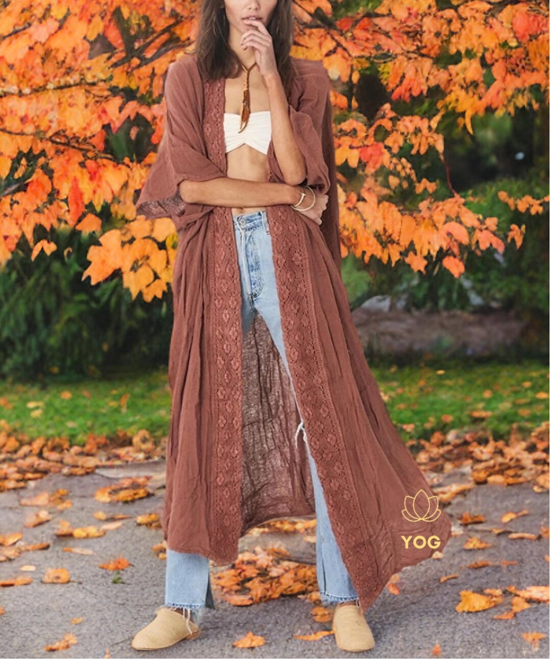 Long Kimono Boho Robe, Floral Bohemian Kimono Robe, Floral Japanese ...