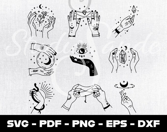 Magical Hands Boho Occult Magic Hand Witch SVG Pdf Eps Dxf Png - Etsy