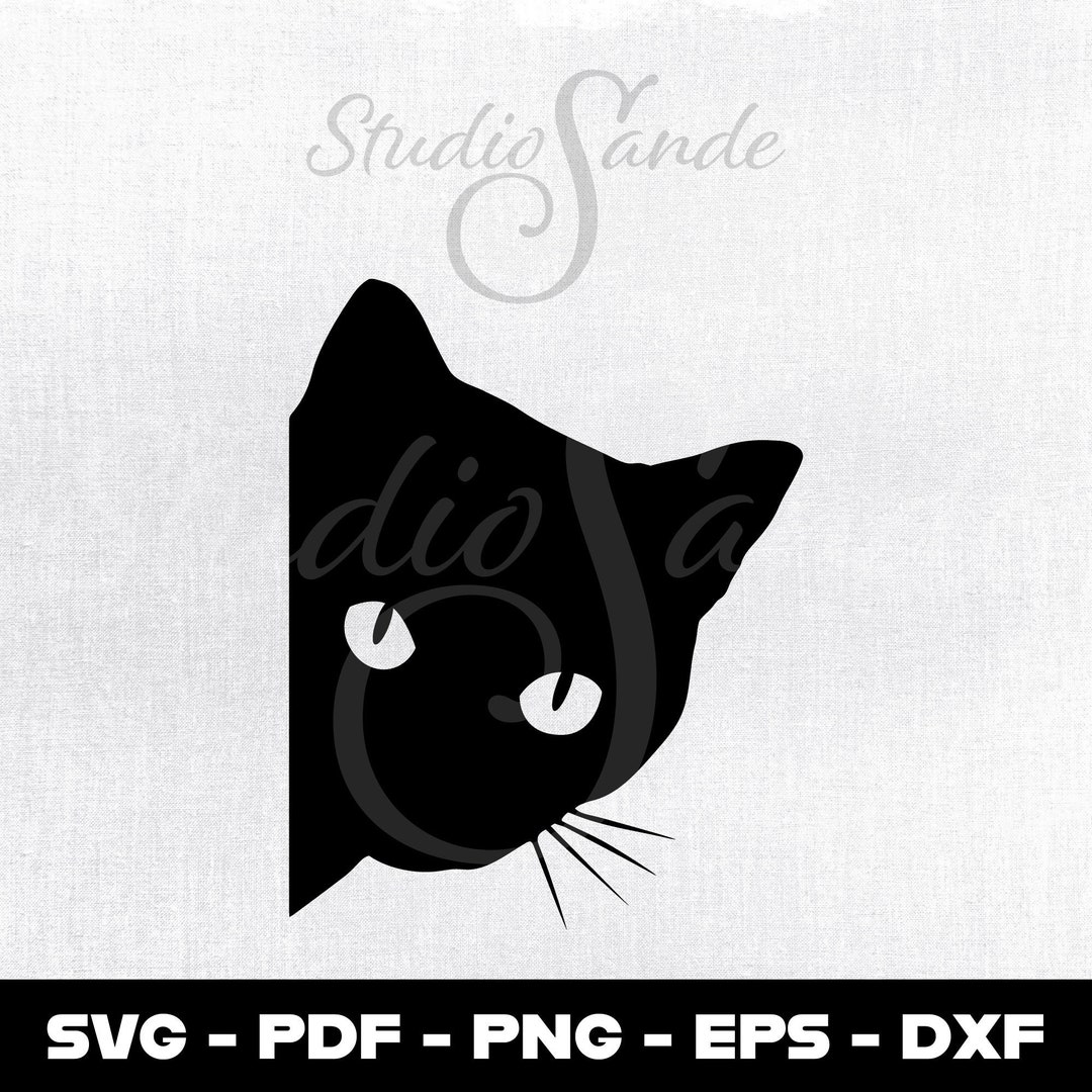 Peeking Black Cat SVG Silhouette Clipart, Feline SVG Image, Cat Cut ...