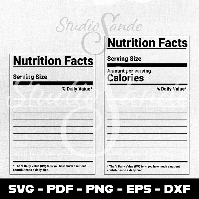 Blank Nutrition Facts Template With Font SVG Png Eps Dxf Pdf | Etsy
