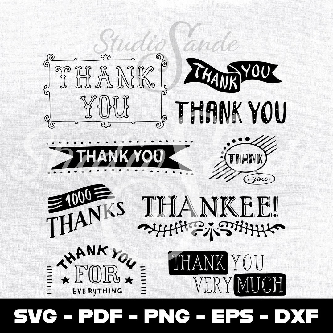 Thank You Svg Png Eps Dxf Pdf Cricut Silhouette Etsy Uk