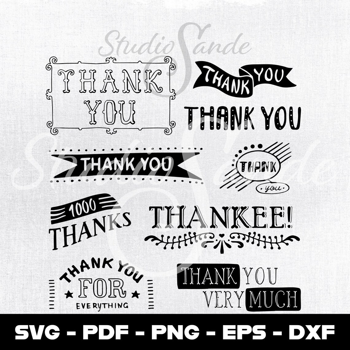 Thank You SVG Png Eps Dxf Pdf Cricut, Silhouette - Etsy