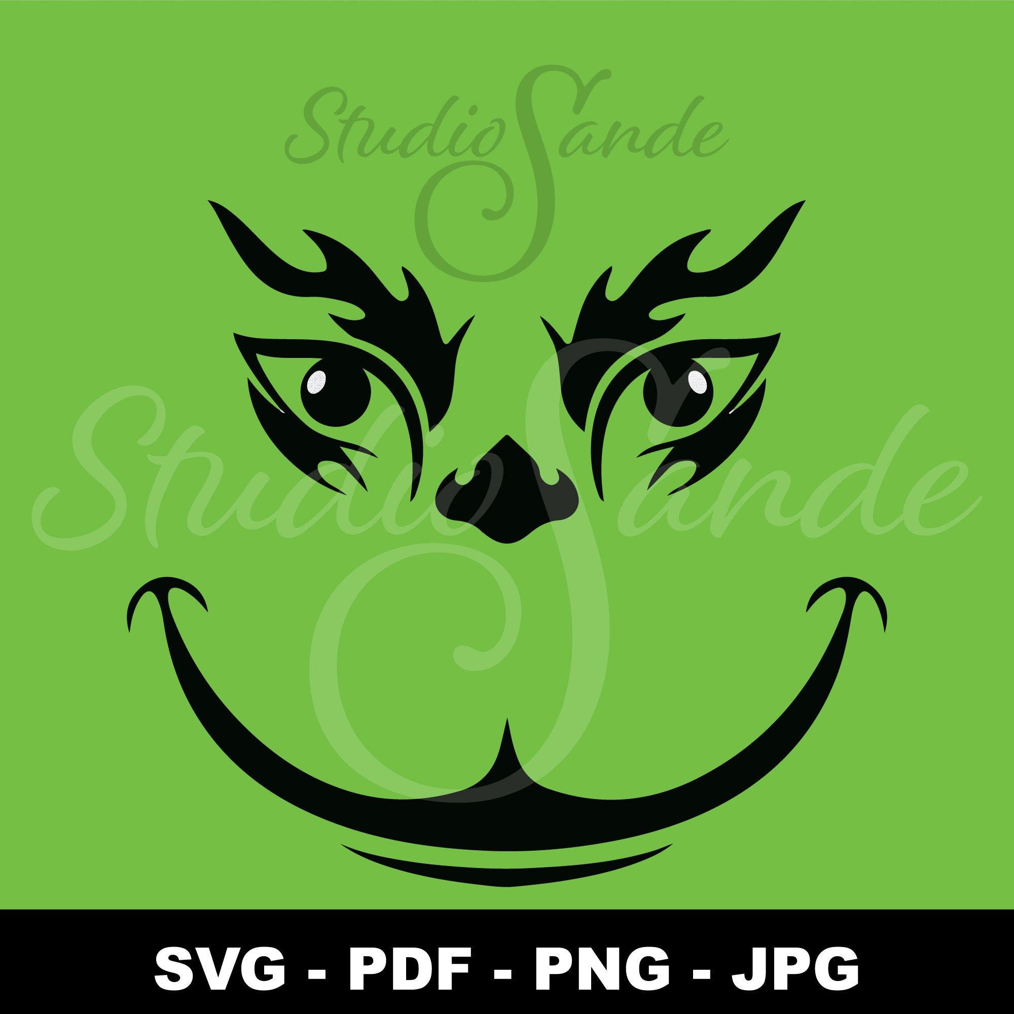 Grinch Face SVG Png Eps Dxf Pdf Cricut, Silhouette, Maker - Etsy