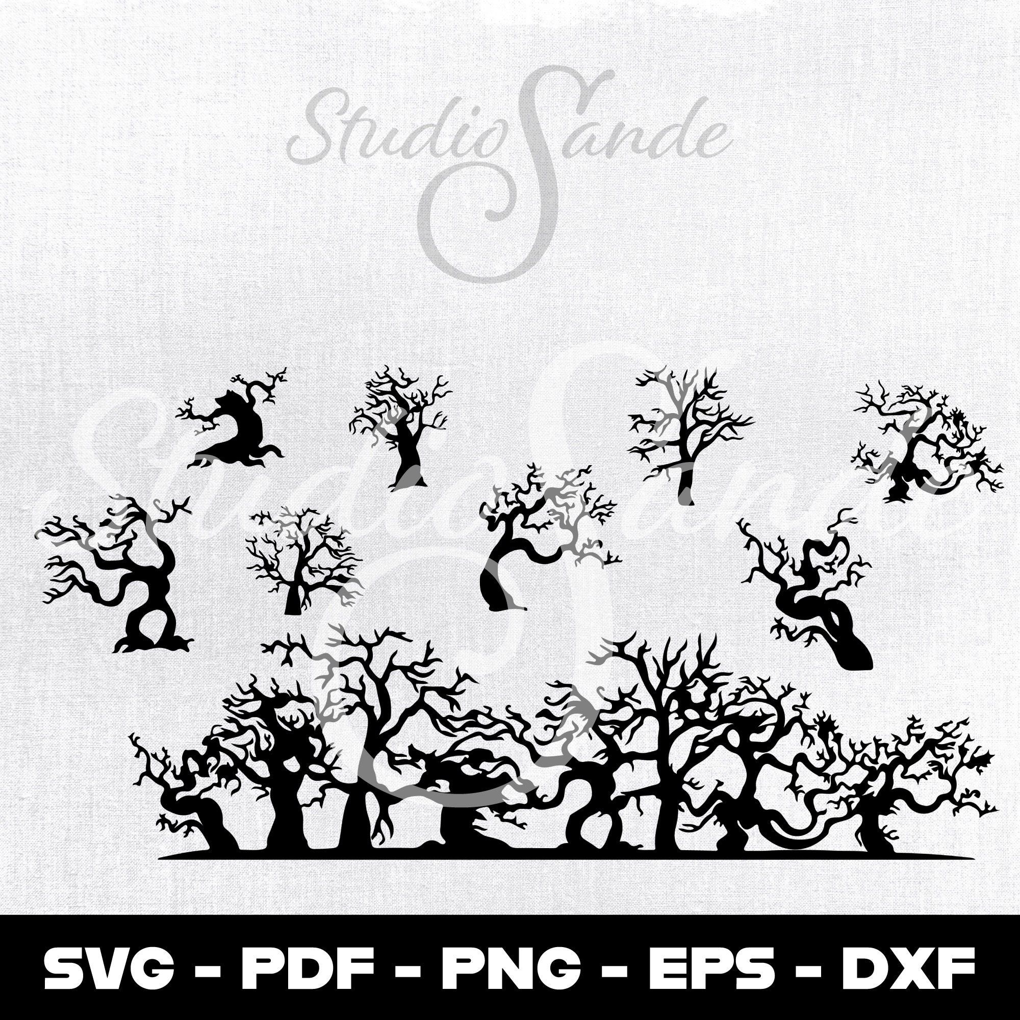 Creepy Halloween Tree Cut Files for Cricut | Tree Clipart | Silhouette ...