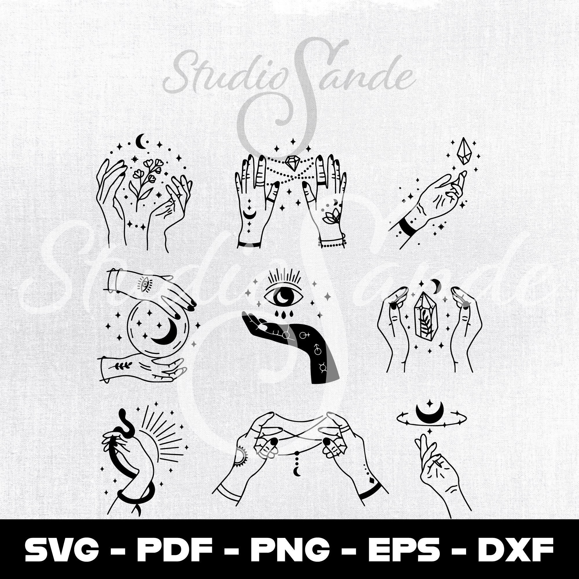 Magical Hands Boho Occult Magic Hand Witch SVG Pdf Eps Dxf Png - Etsy