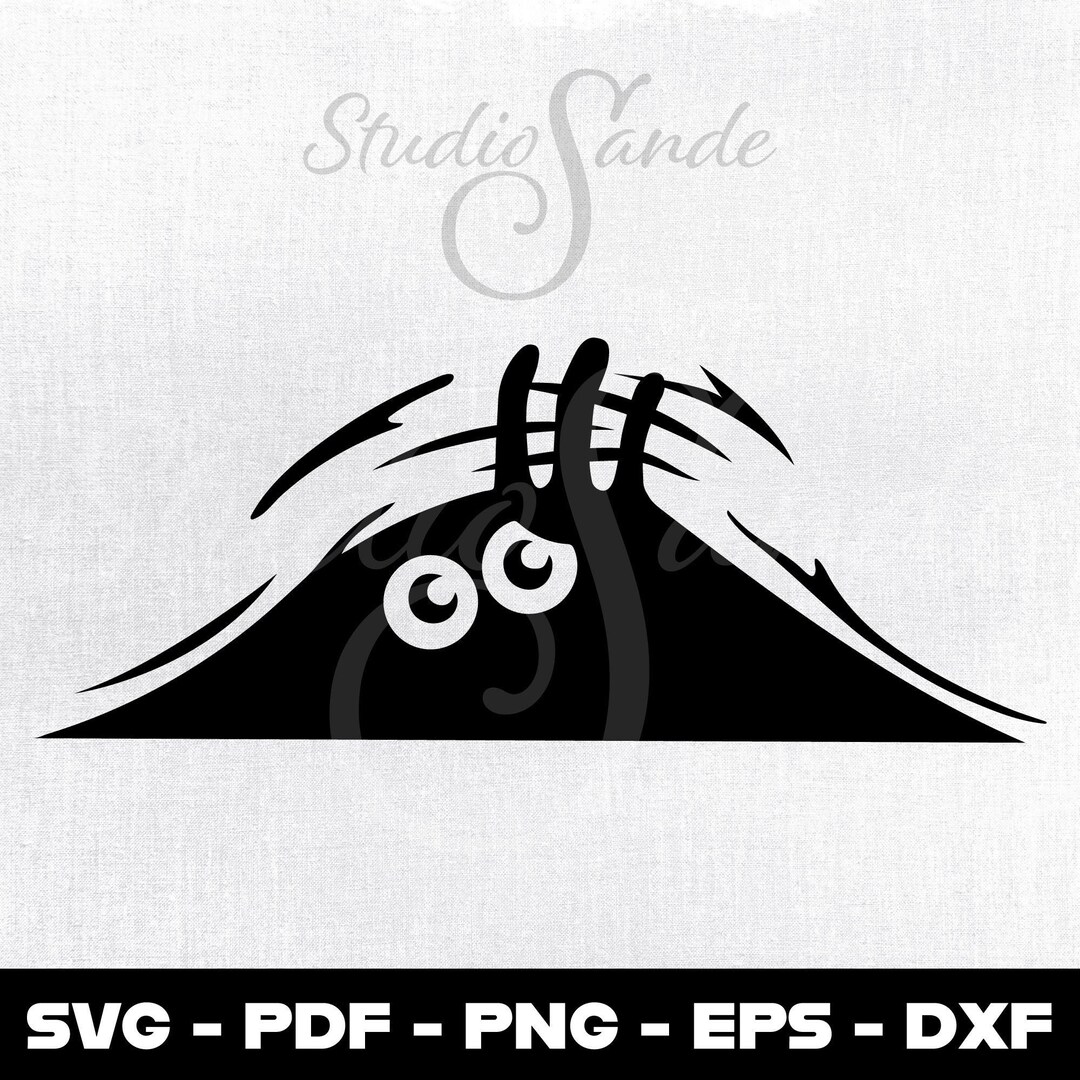 Friendly Peeking Monster Black Art SVG Vector Art Cricut Silhouette - Etsy