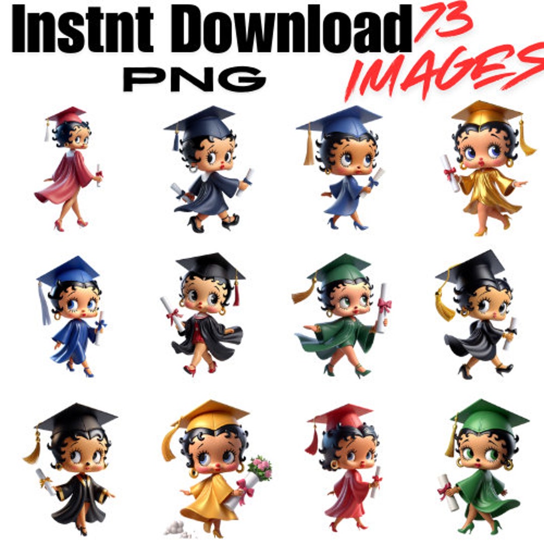Graduation Betty Boop Black With Cap and Gown 73 Images PNG Instant ...