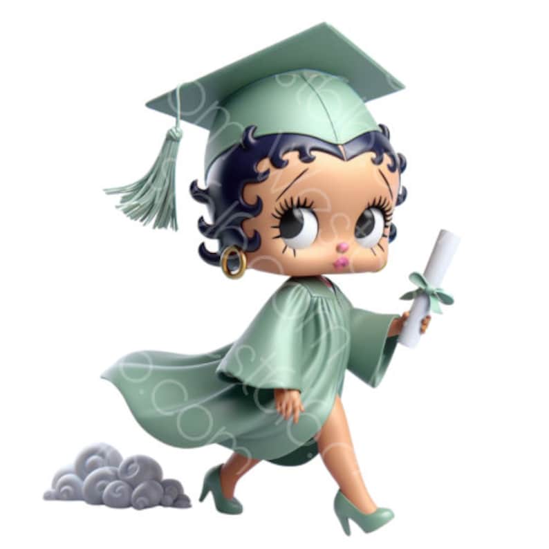 Graduación Betty Boop con toga y birrete Ceremonia de posgrado de la ...