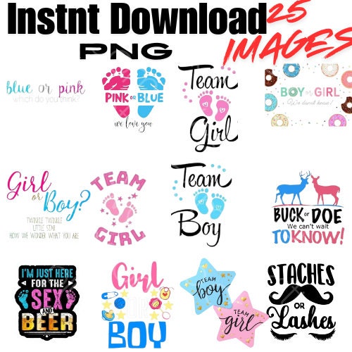 Girl Boy Baby Shower Gender Reveal Acknowledgment, Announcement PNG ...