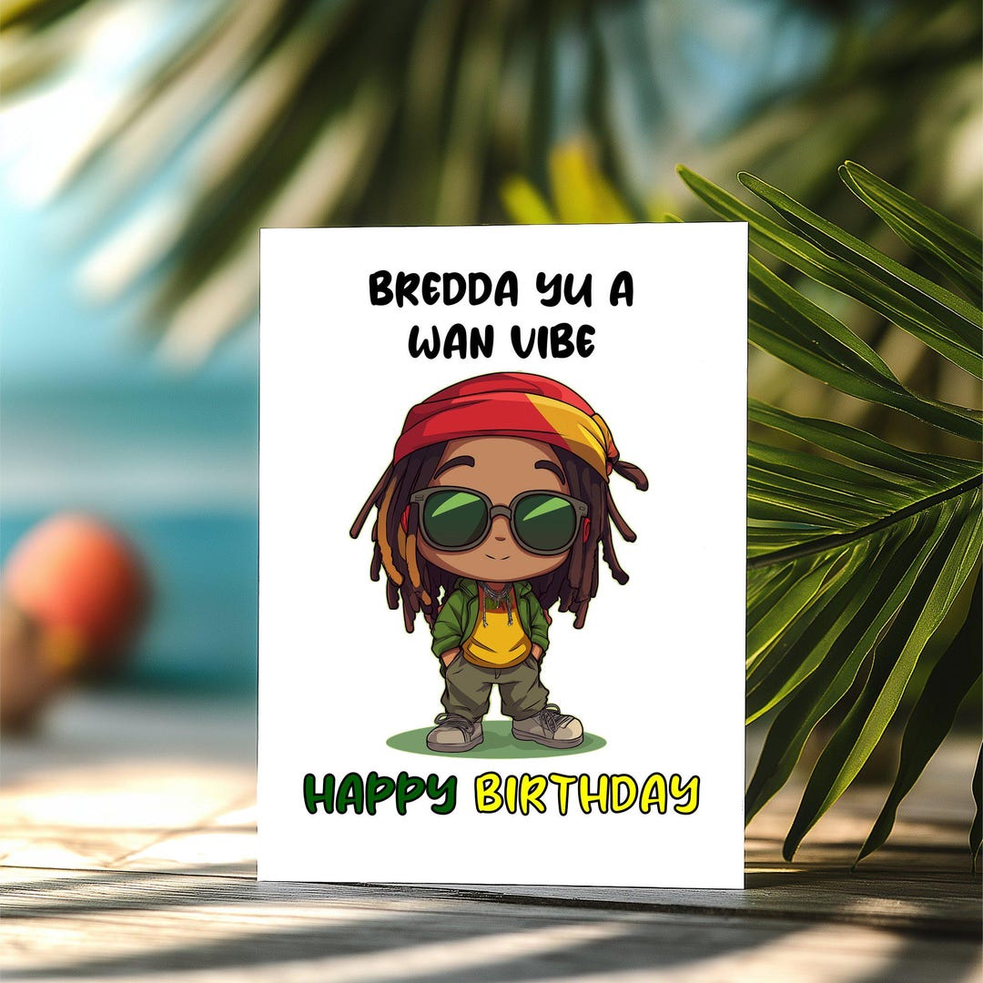 Happy Birthday Card Reggae Style Birthday Card Cool Birthday Greeting ...
