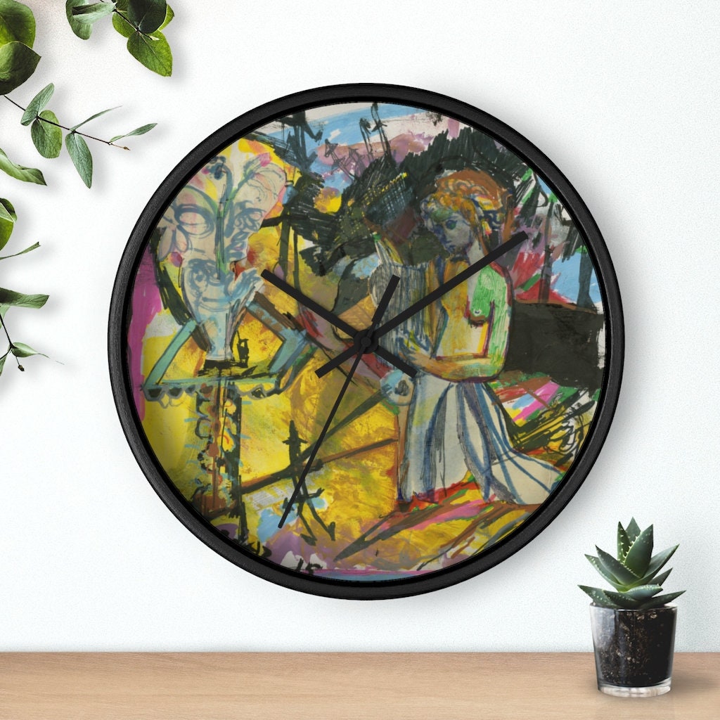 Texture Painting, Original Art, Round Wall Clock, Painting Wall Clock ...