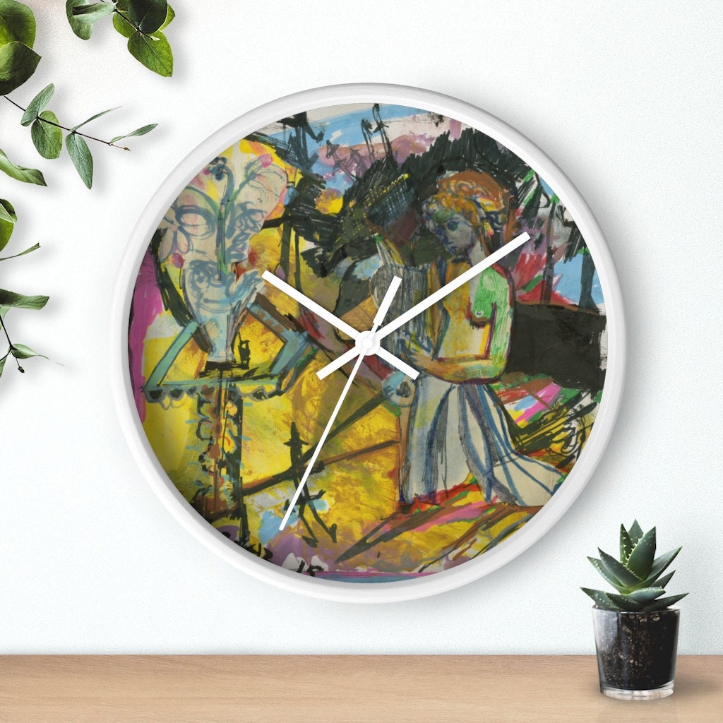 Texture Painting, Original Art, Round Wall Clock, Painting Wall Clock ...