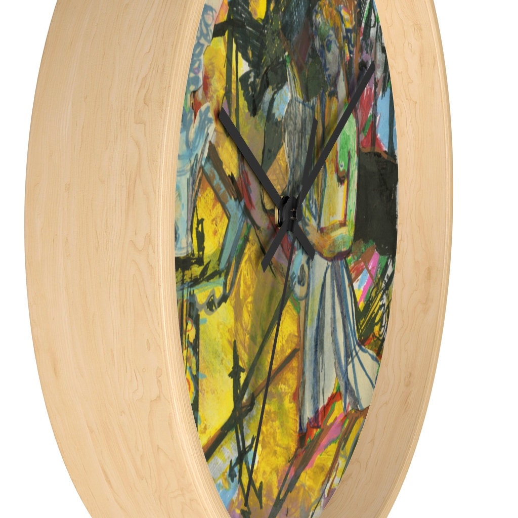 Texture Painting, Original Art, Round Wall Clock, Painting Wall Clock ...