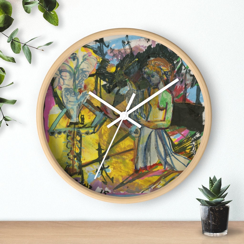 Texture Painting, Original Art, Round Wall Clock, Painting Wall Clock ...