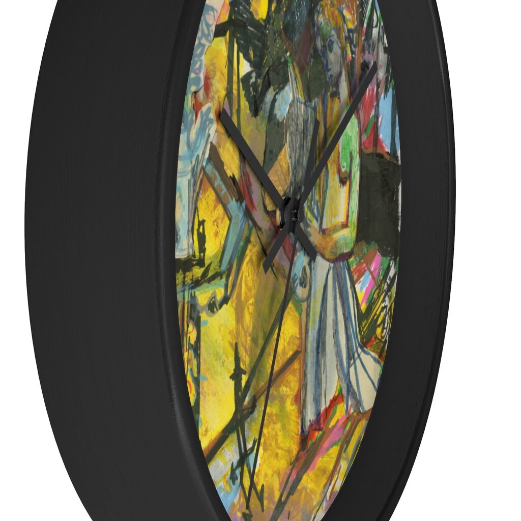 Texture Painting, Original Art, Round Wall Clock, Painting Wall Clock ...