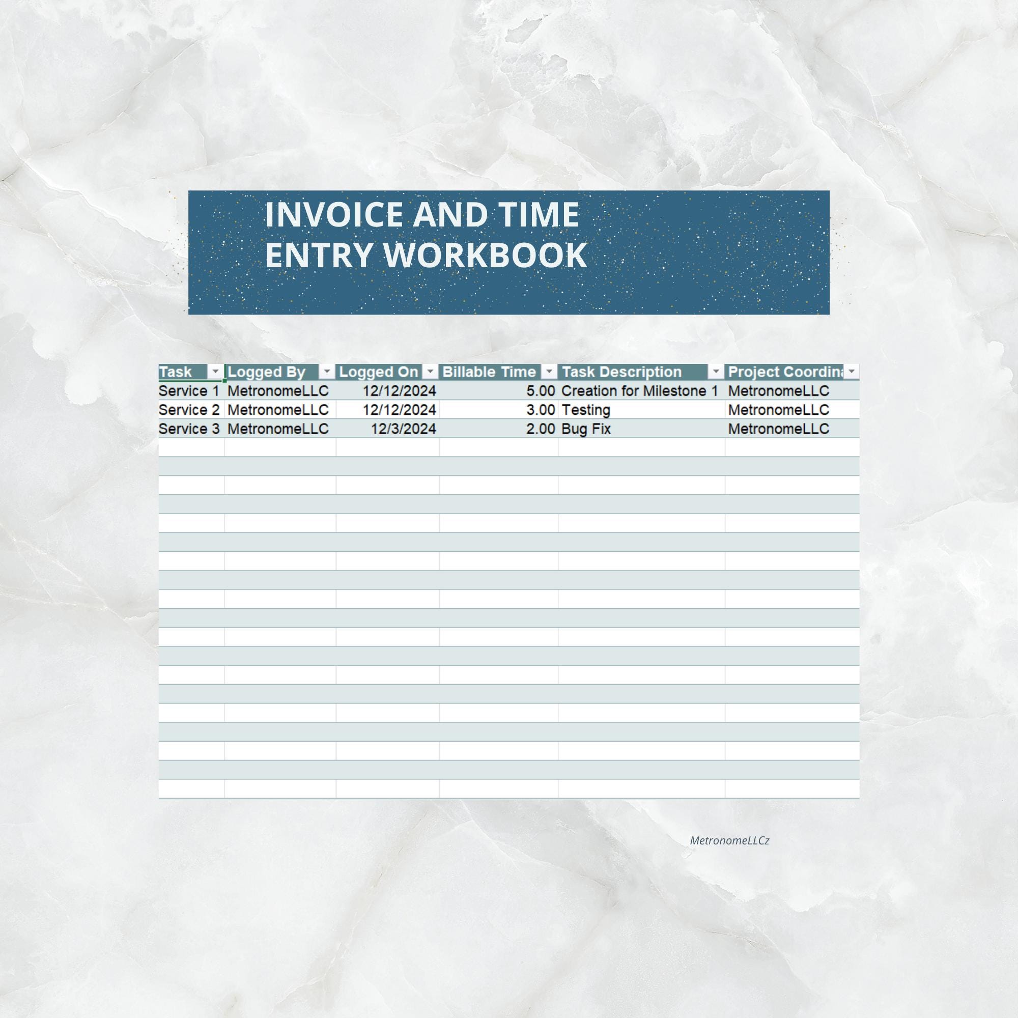 Invoice / Time Entry Template | Small Business / Contractor | Easy ...
