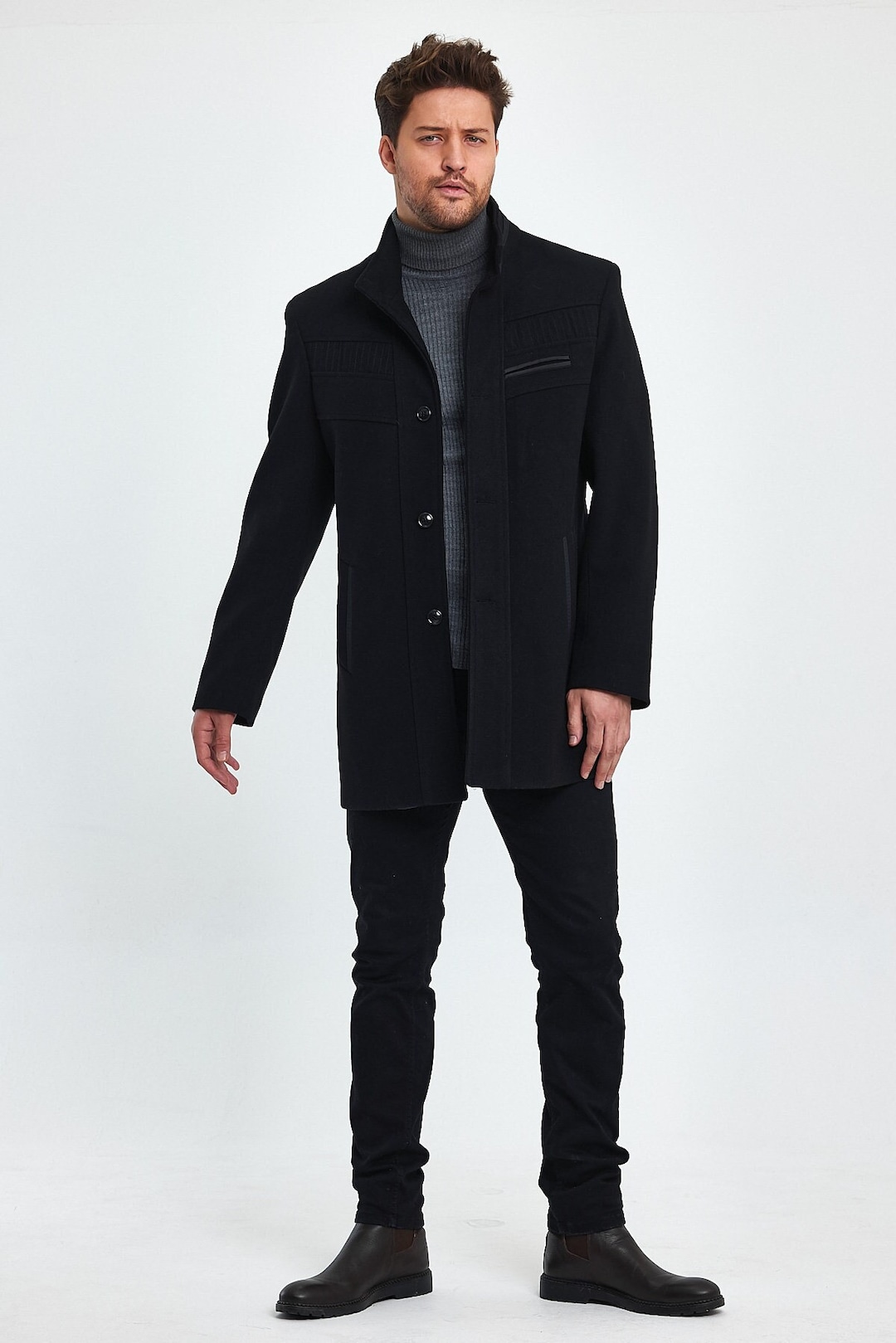 Black Classic Coat, Coat Men, Men Overcoat, Winter Coat, Boho Coat ...