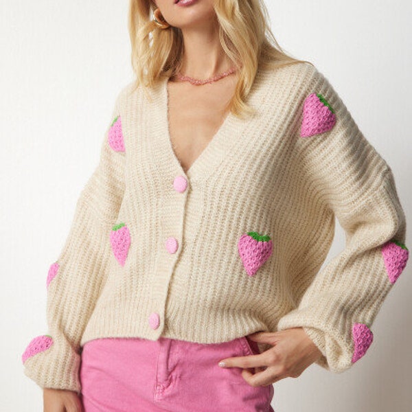 Strawberry Cardigan - Etsy