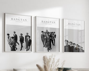 BTS Poster Set of 3 digital Download, Aesthetic Typography BTS ...