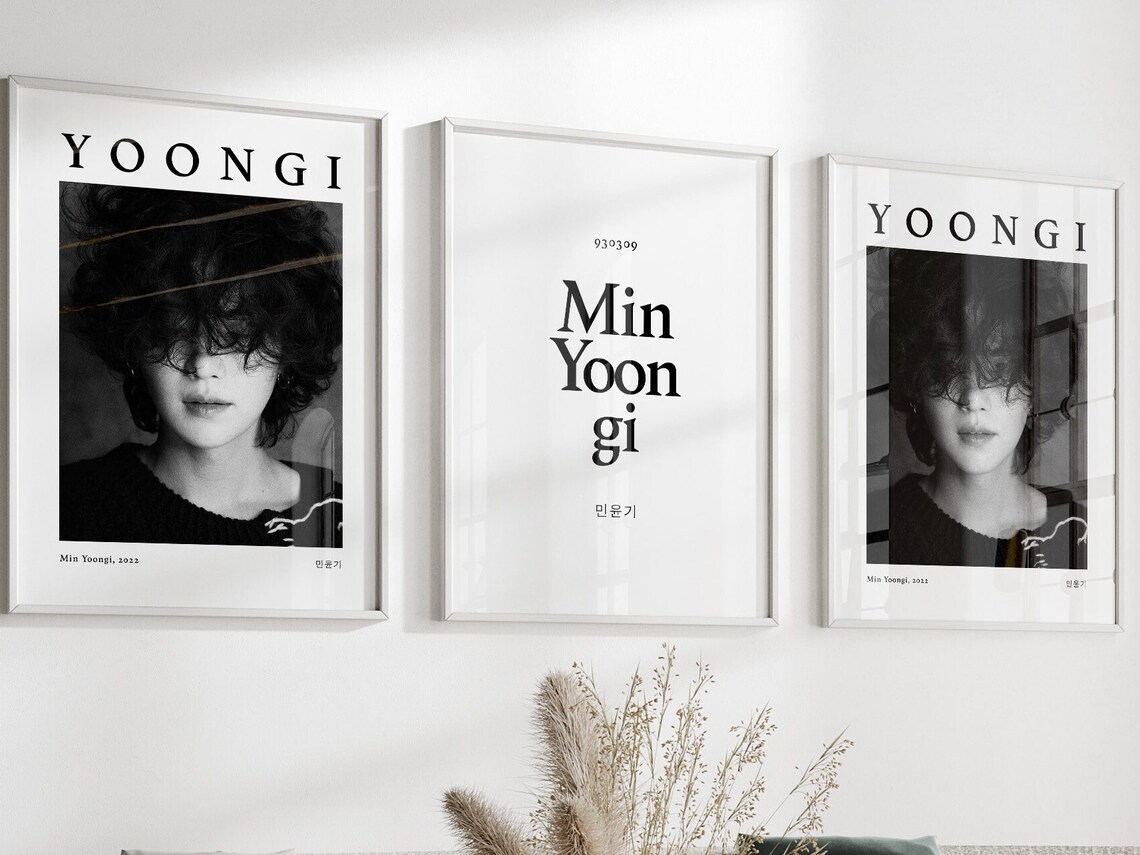 Yoongi BTS Poster Set of 3 digital Download SUGA Minimalist - Etsy