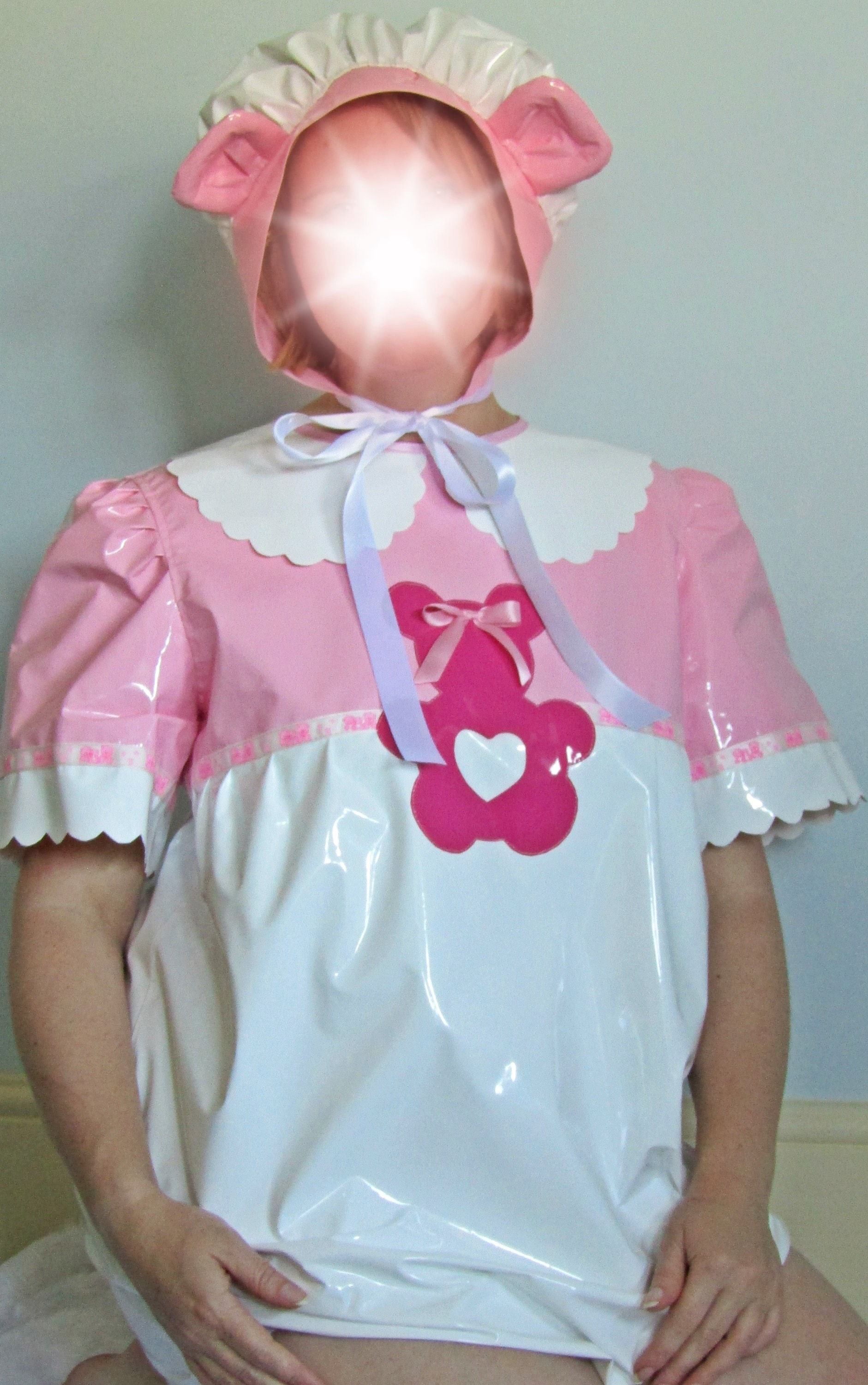 premium sissy adult baby satin only bonnet over the top mega extra ...