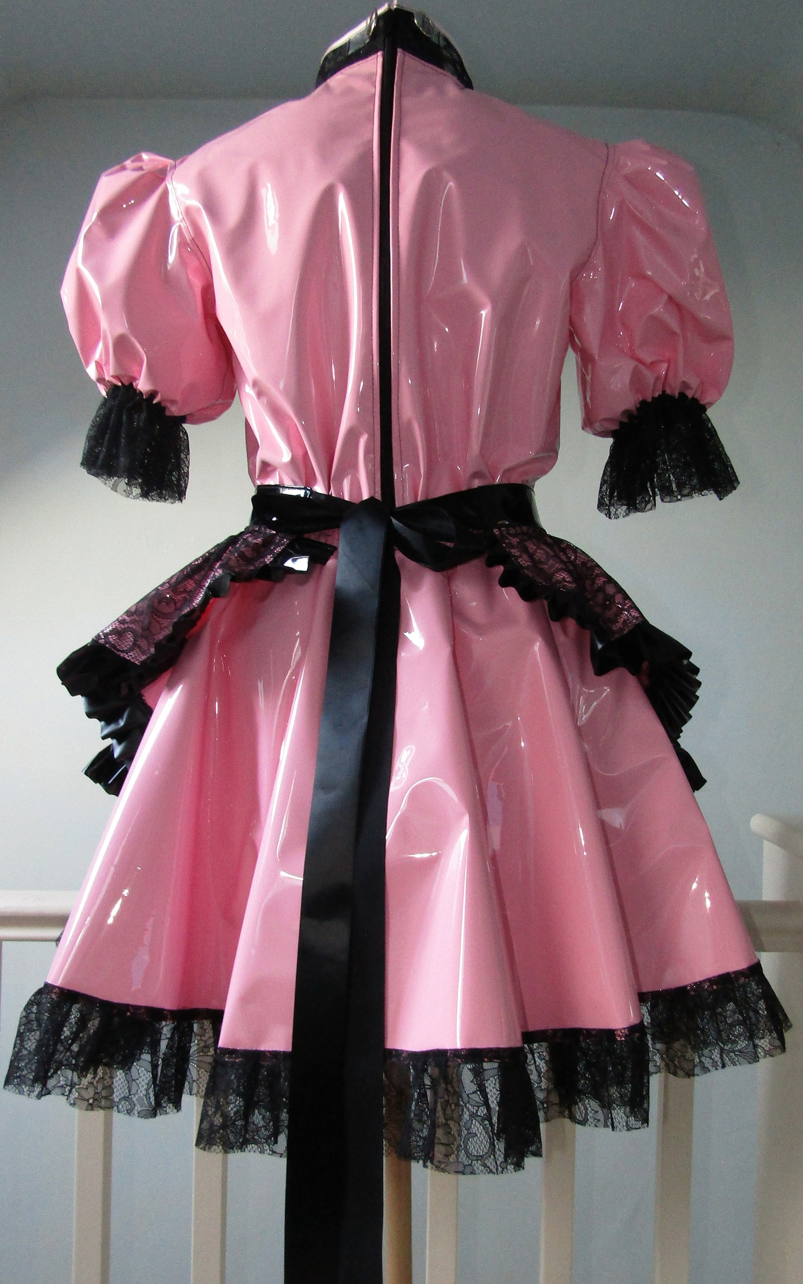 Lockable Pink PVC Sissy Maid Dress With Lace - Etsy