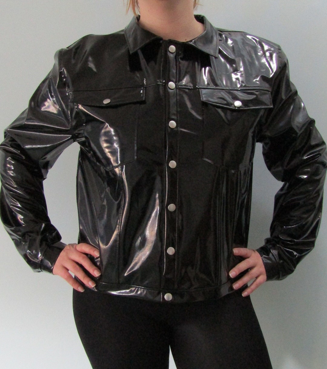 Jacket PVC Bomber Jean Jacket - Etsy