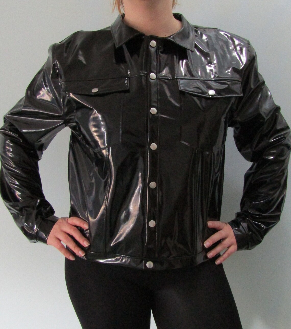 Jacket PVC Bomber Jean Jacket - Etsy