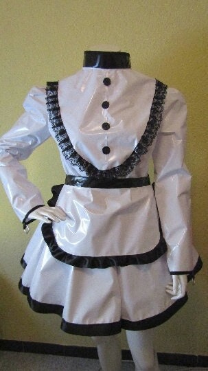 PVC Maid Style Dress With Apron – Long Sleeve Vinyl Dress Handmade ...