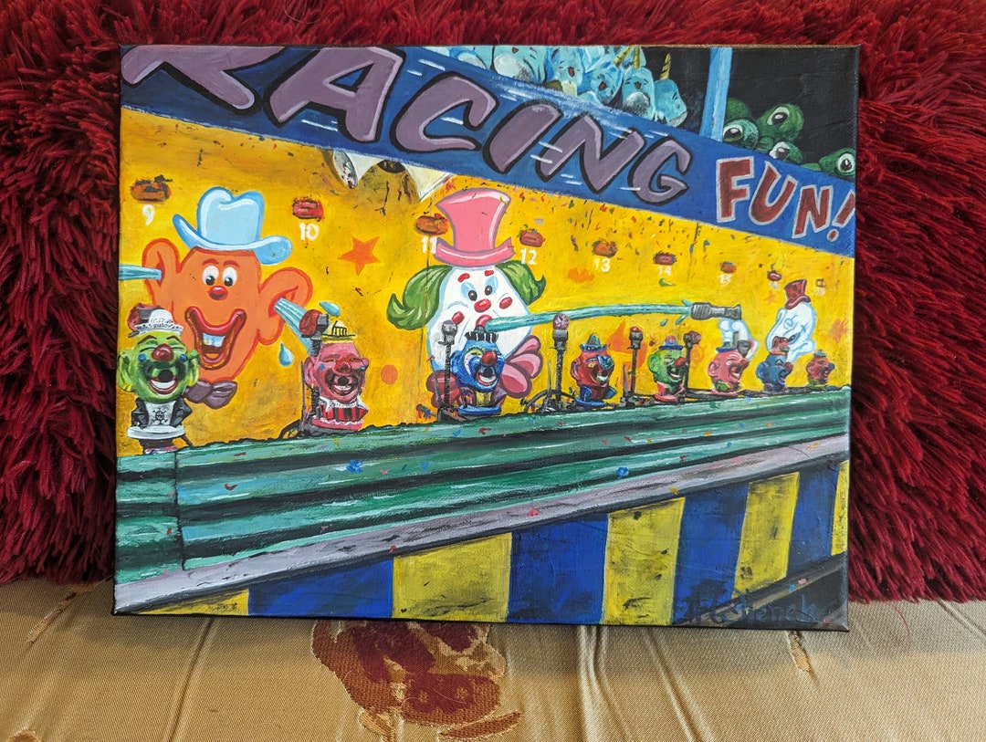 Carnival Games Painting: Original Acrylic Art on Canvas (11x14) - Etsy