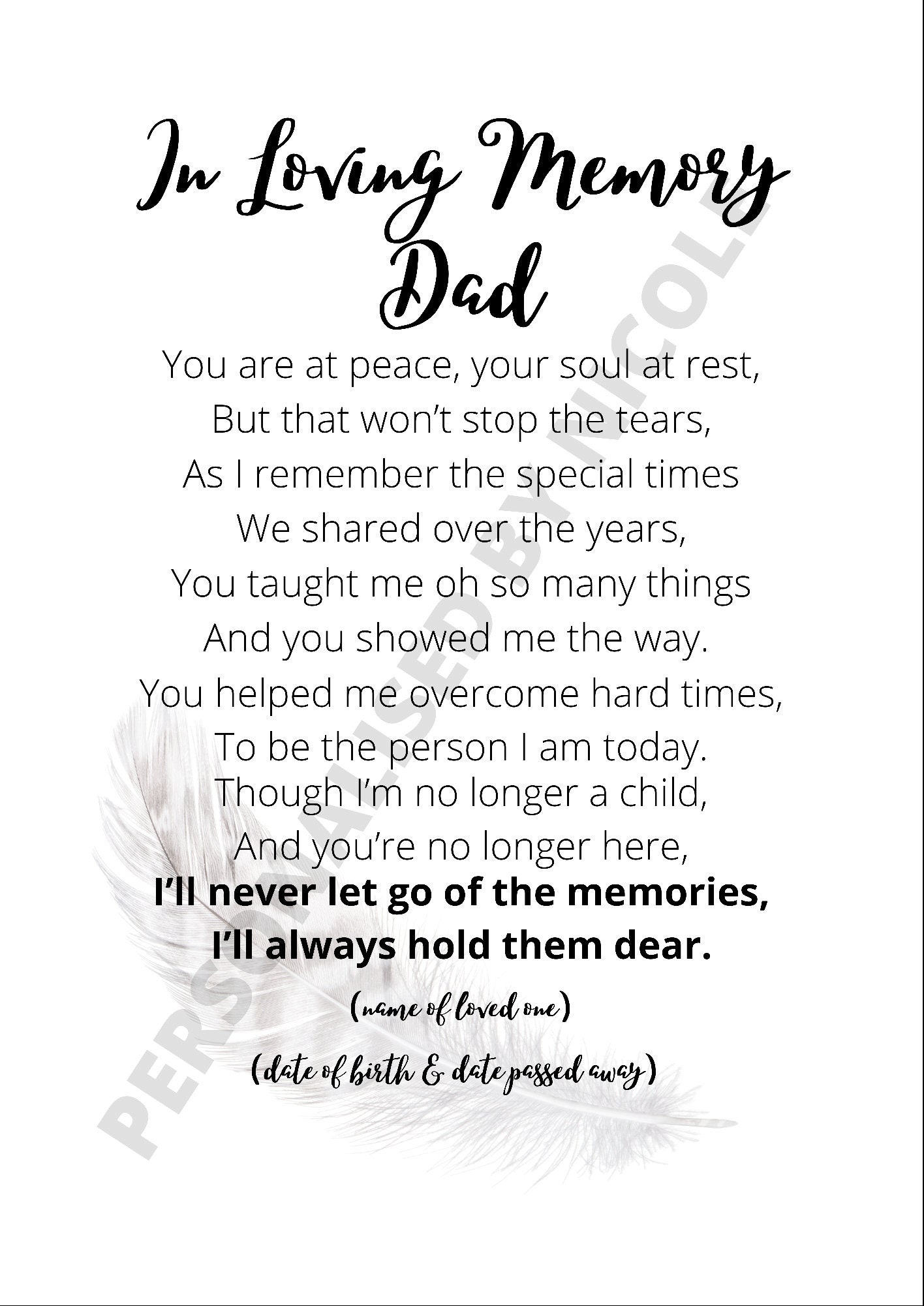 In loving memory digital print | Etsy